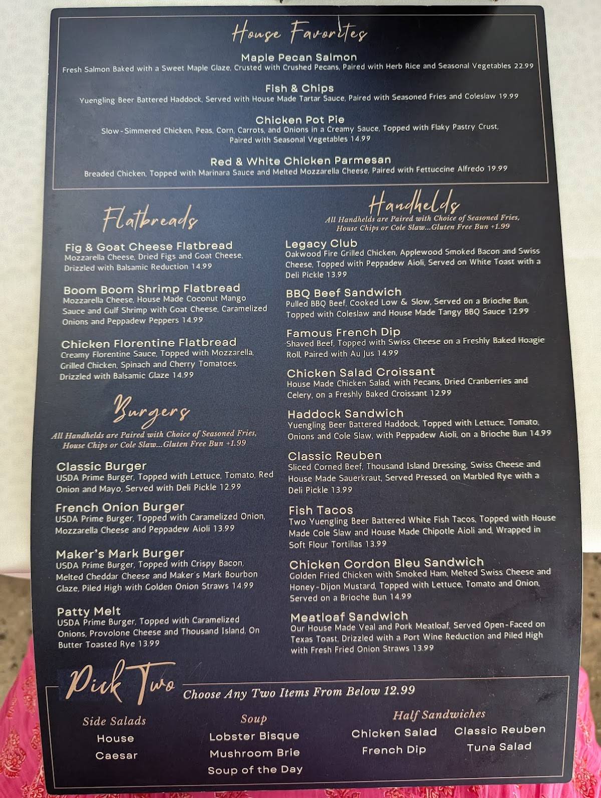Menu at The Legacy Restaurant at Nancy Lopez Country Club, The Villages ...