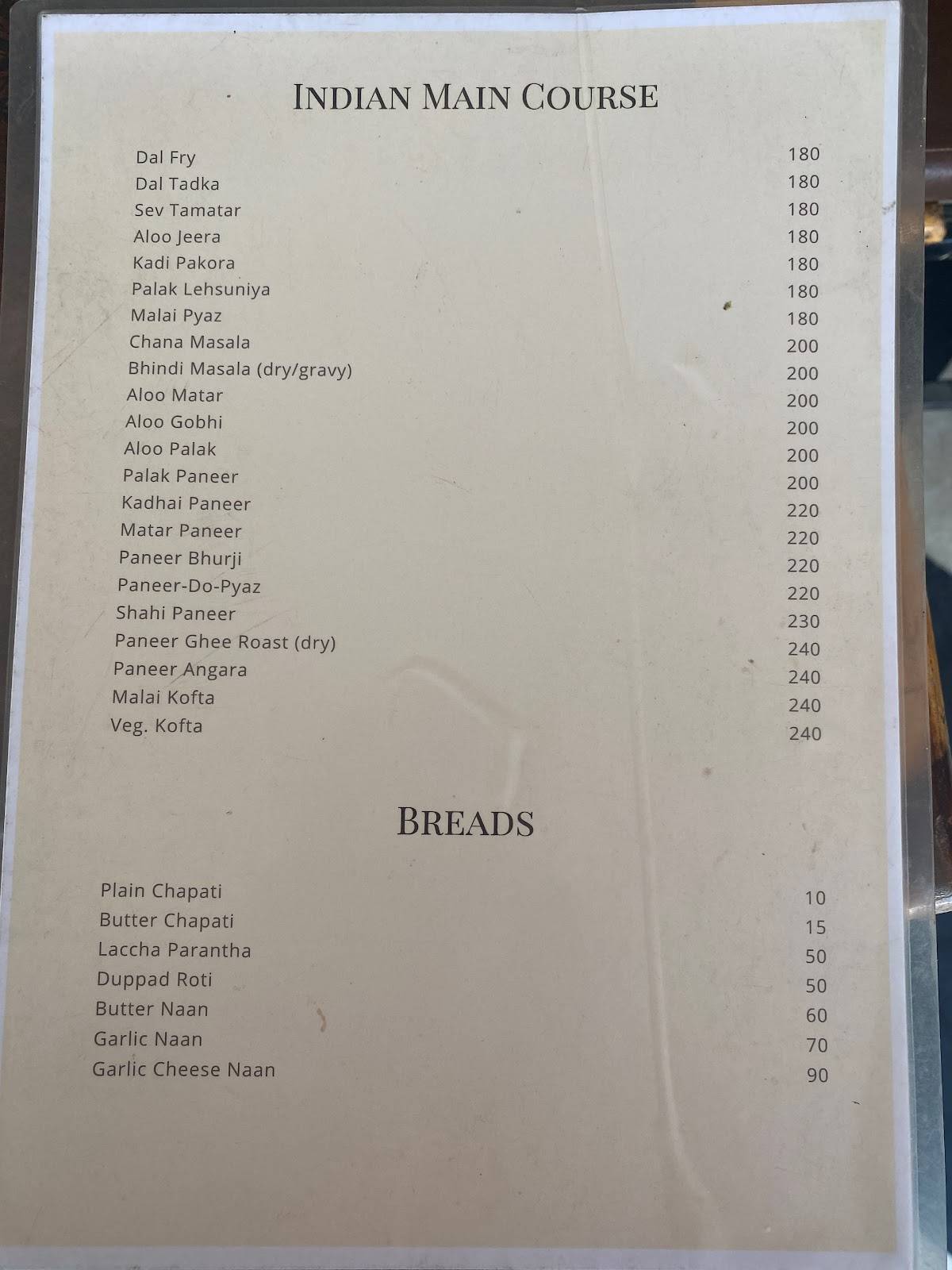 Menu at The Little Prince Restaurant, Udaipur