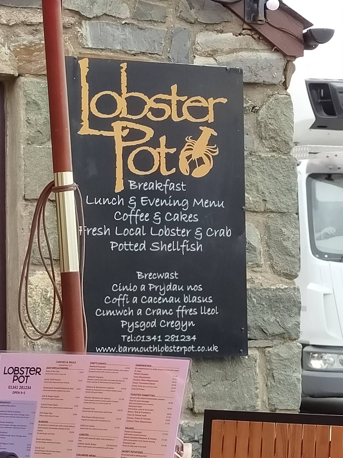 Menu at The Lobster Pot restaurant, Barmouth