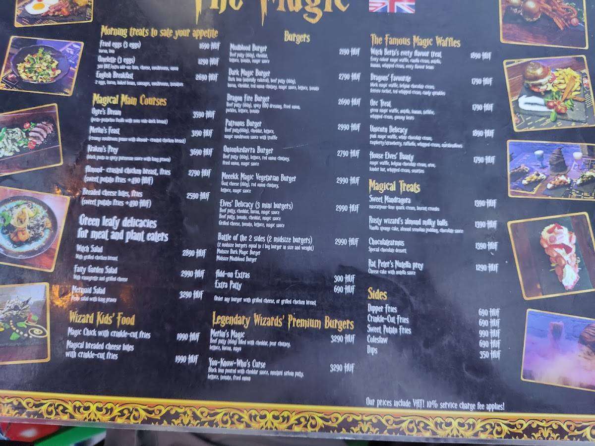 Menu at The MAGIC Budapest restaurant, Budapest