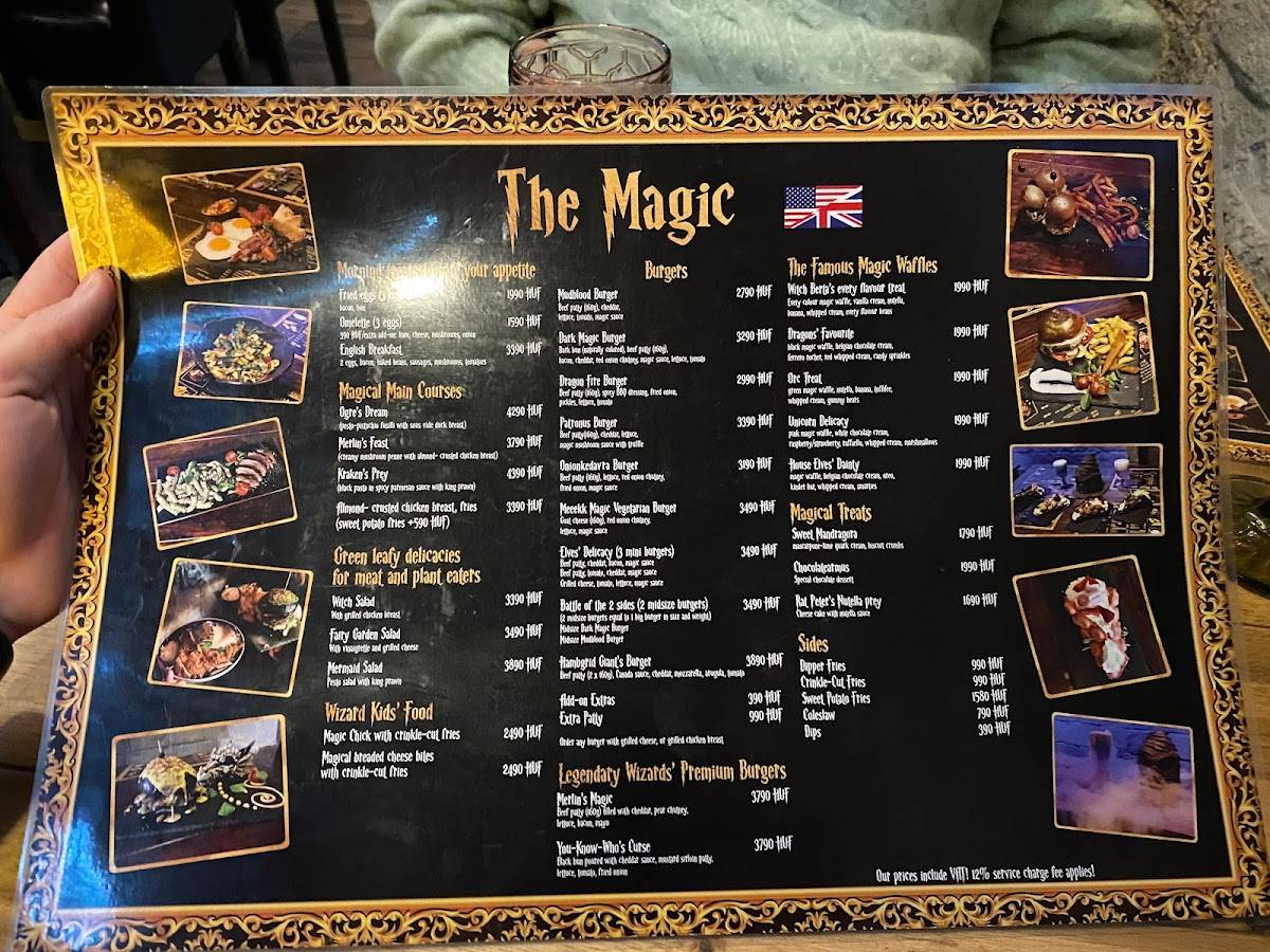 Menu at The MAGIC Budapest restaurant, Budapest