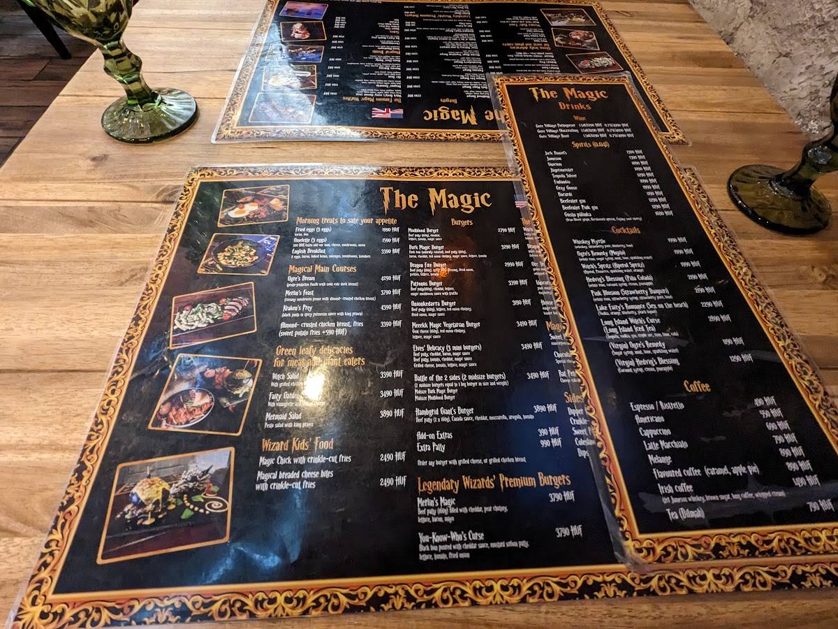 Menu at The MAGIC Budapest restaurant, Budapest