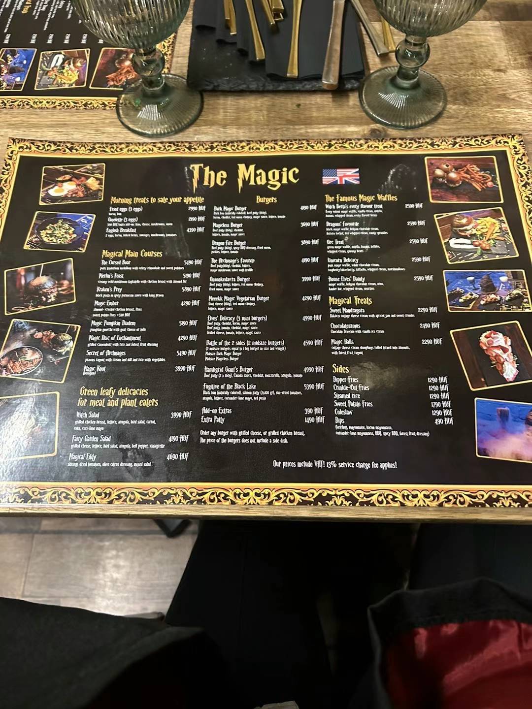 Menu at The MAGIC Budapest restaurant, Budapest