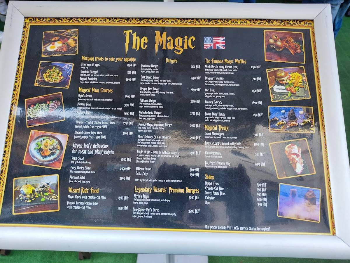 Menu at The MAGIC Budapest restaurant, Budapest