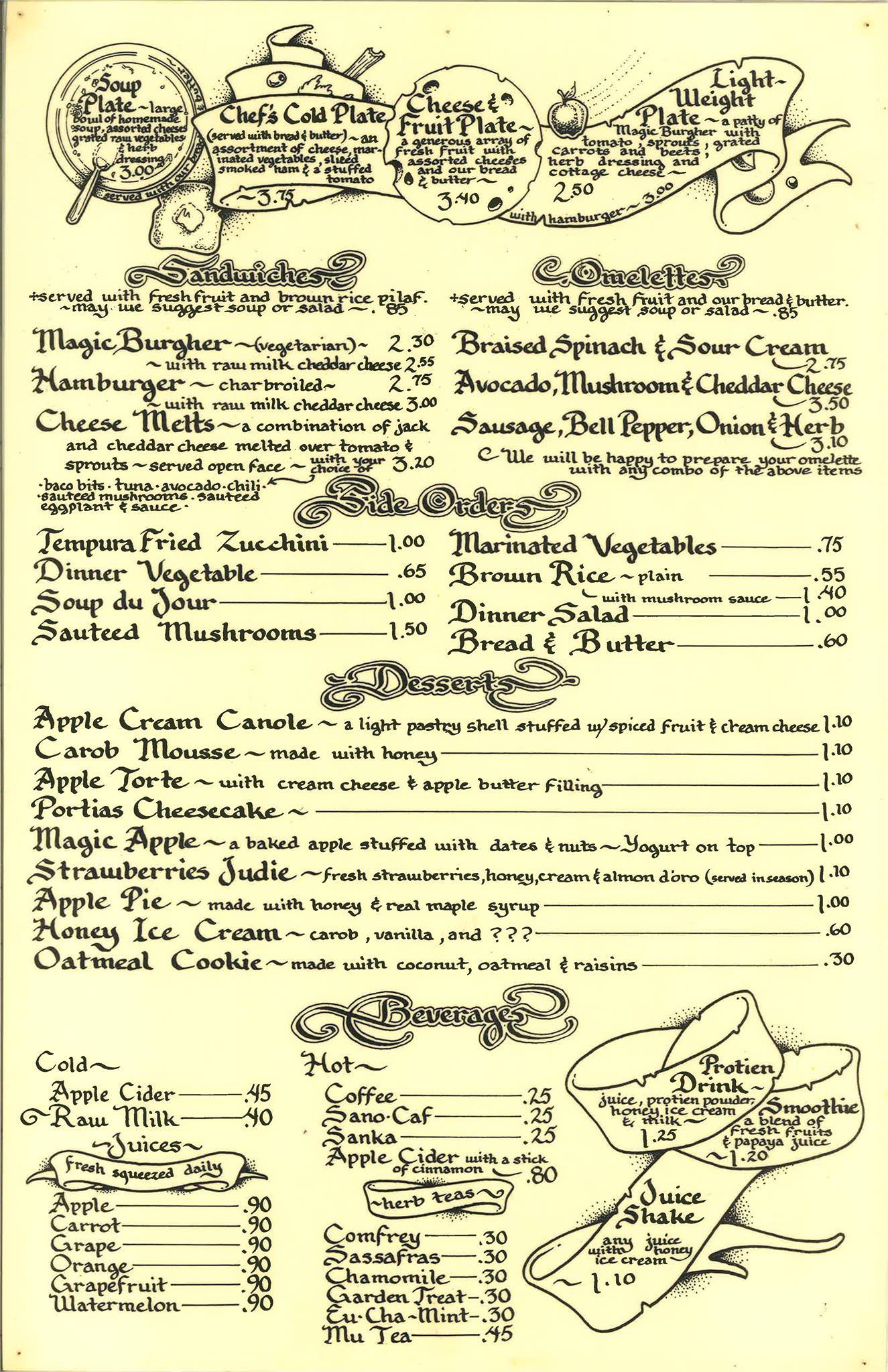 Menu at The Magic Apple restaurant, Burbank