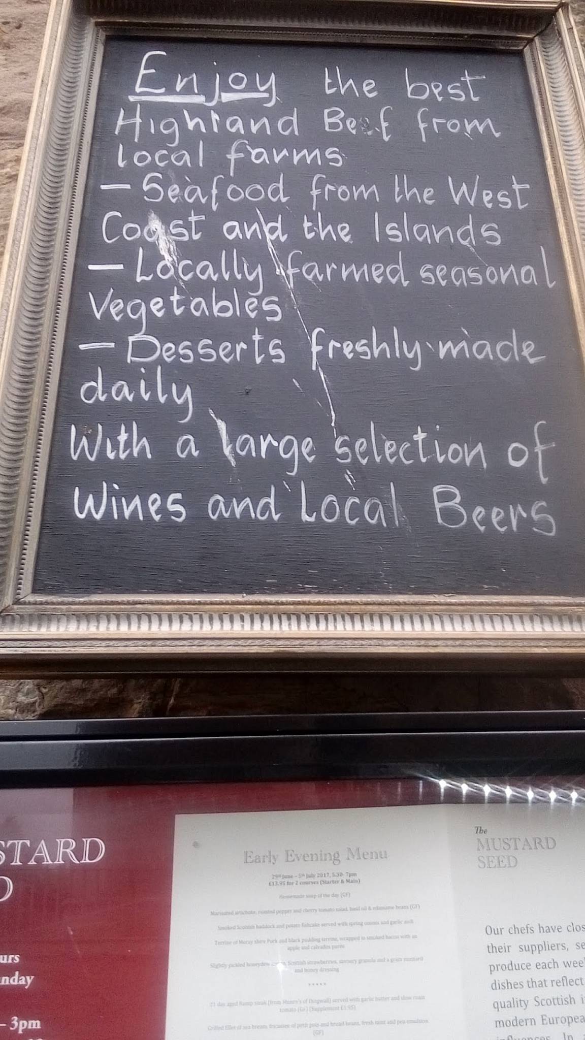 Menu at The Manna House restaurant, Inverness
