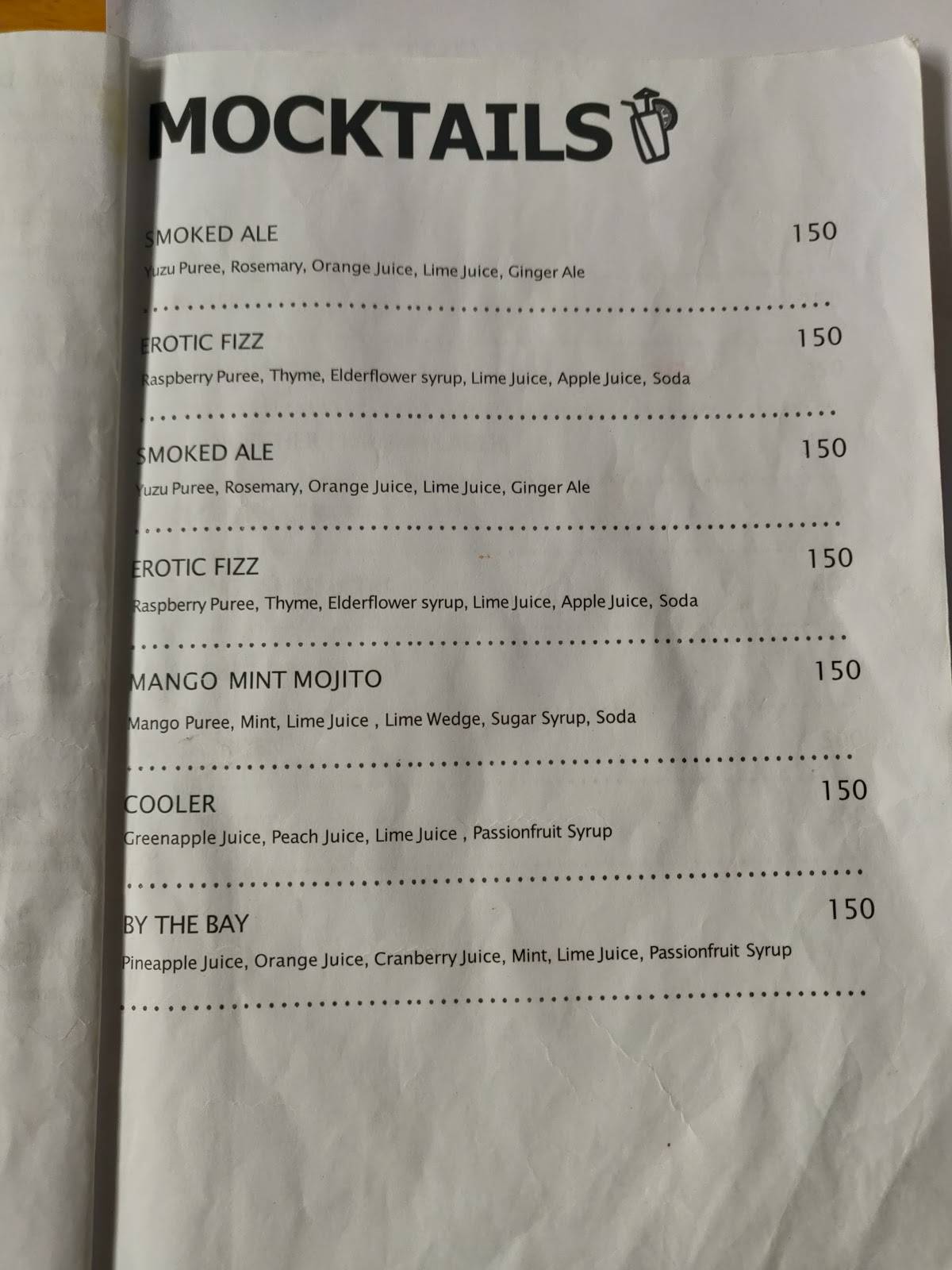 Menu at Millers The Luxury Club, Pune