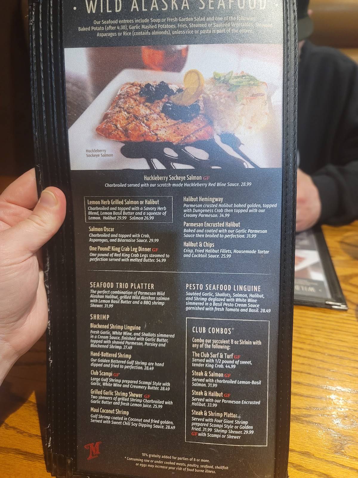 Menu at The Montana Club Restaurant, Great Falls