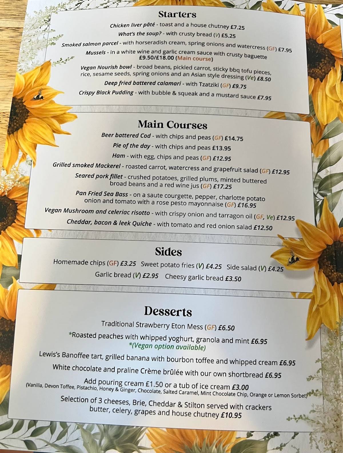 Menu at The Mug House Inn & Restaurant, Bewdley