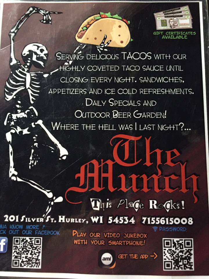 Menu at The Munch Bar & Tacos, Hurley