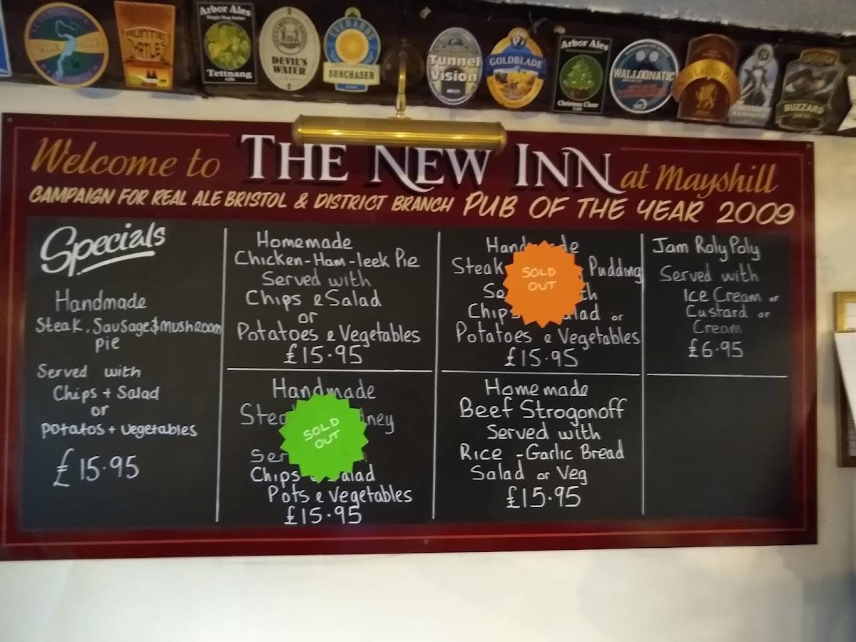 Menu at The New Inn, Mayshill pub & bar, Bristol, Badminton Rd