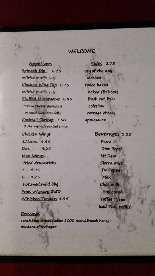 Menu at The New Two Mile Inn pub & bar, Port Allegany