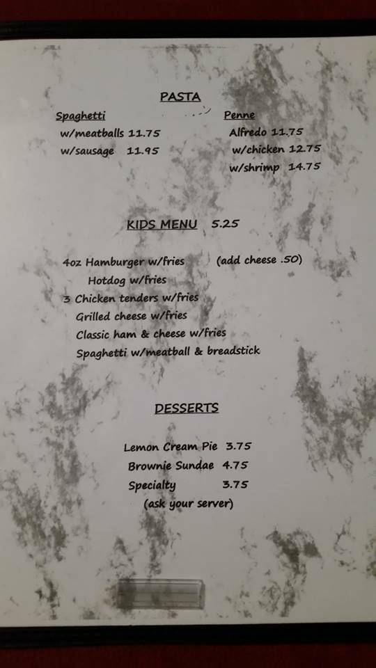 Menu at The New Two Mile Inn pub & bar, Port Allegany