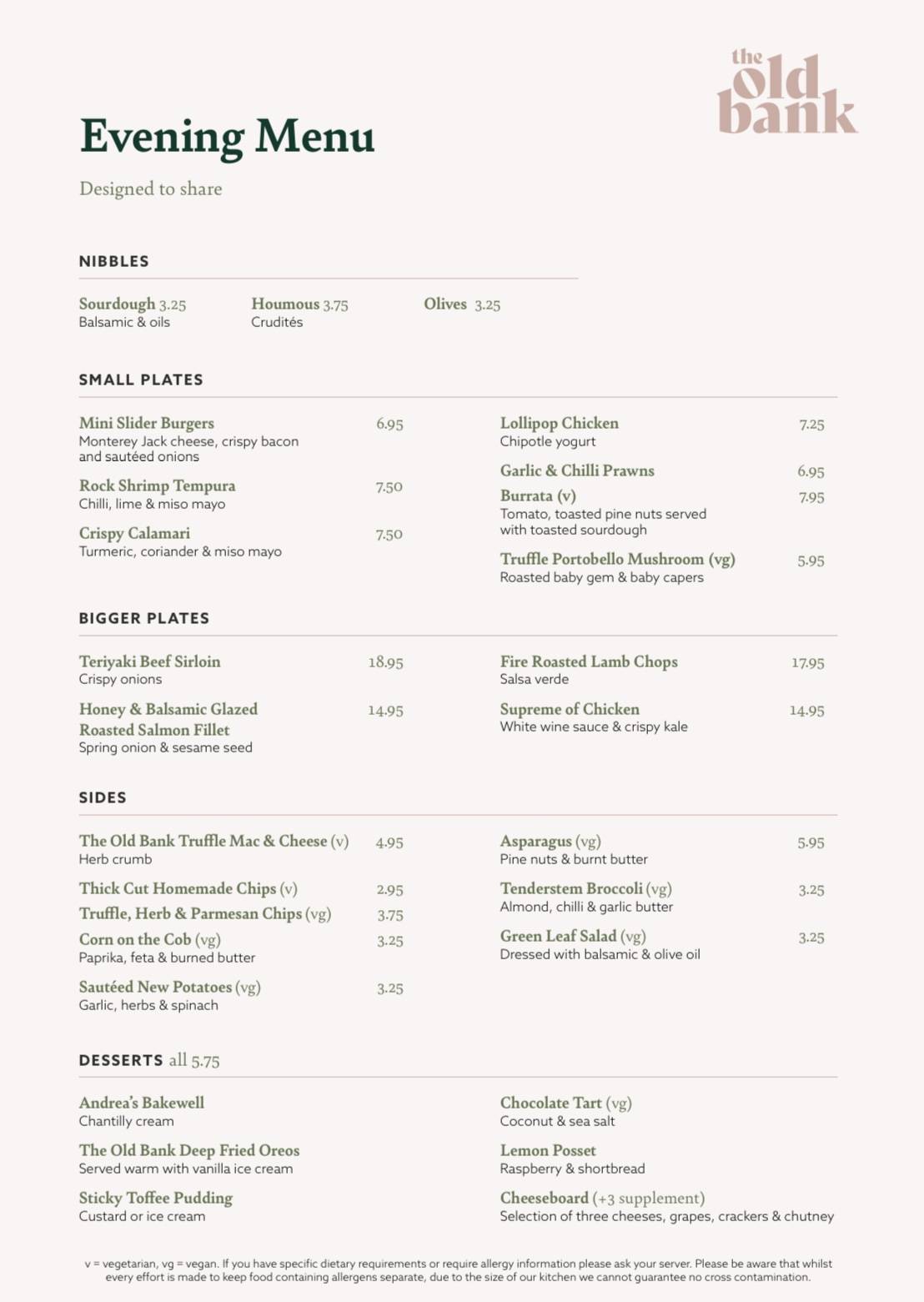Menu at KIN+ILK The Old Bank Dinas restaurant, Dinas Powys