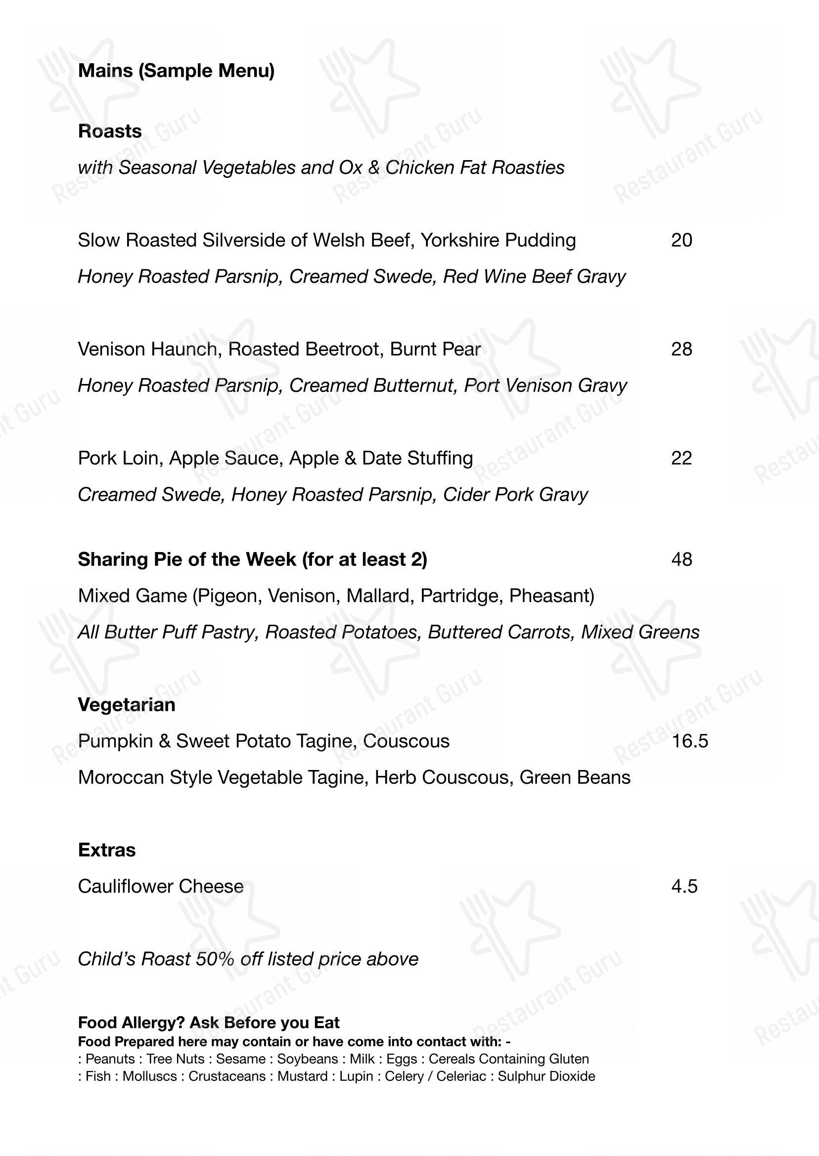 Menu at The Old Moathouse pub & bar, Kidwelly