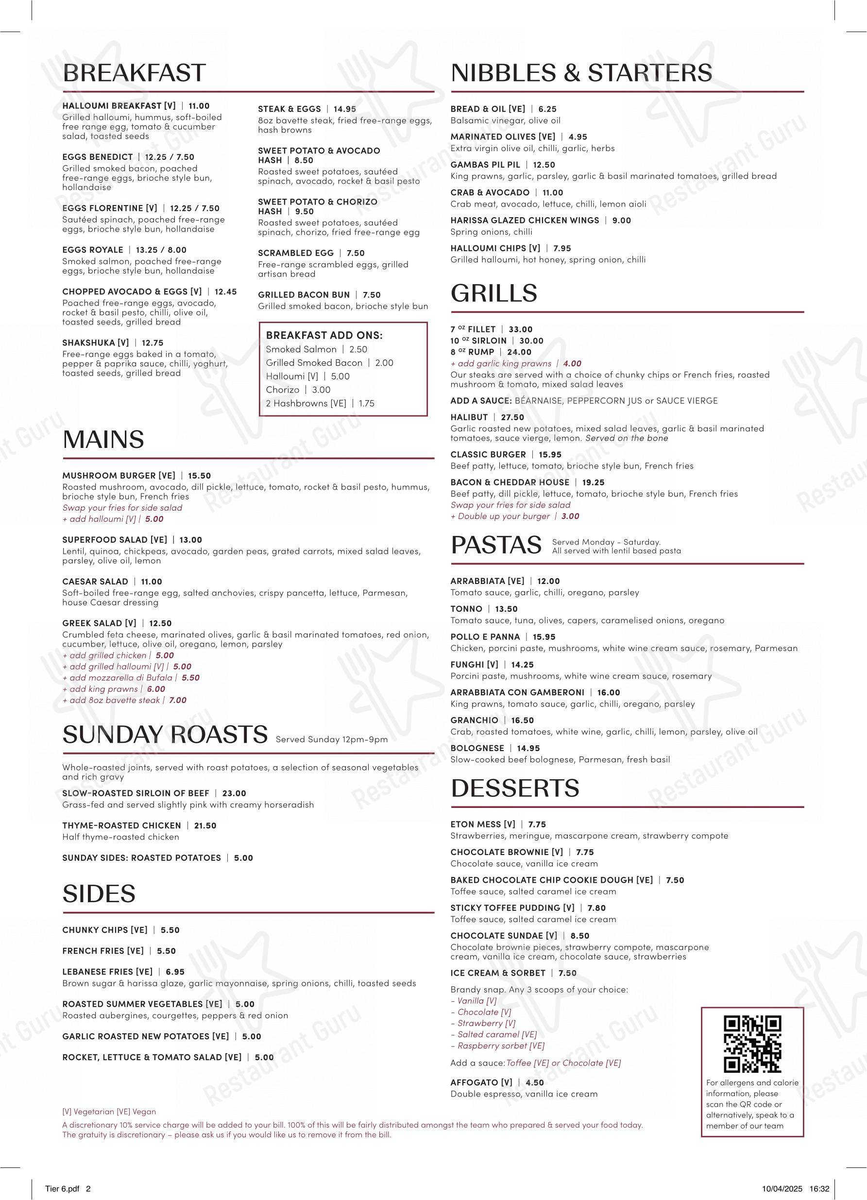 Menu at The Old Post Office pub & bar, Wallingford