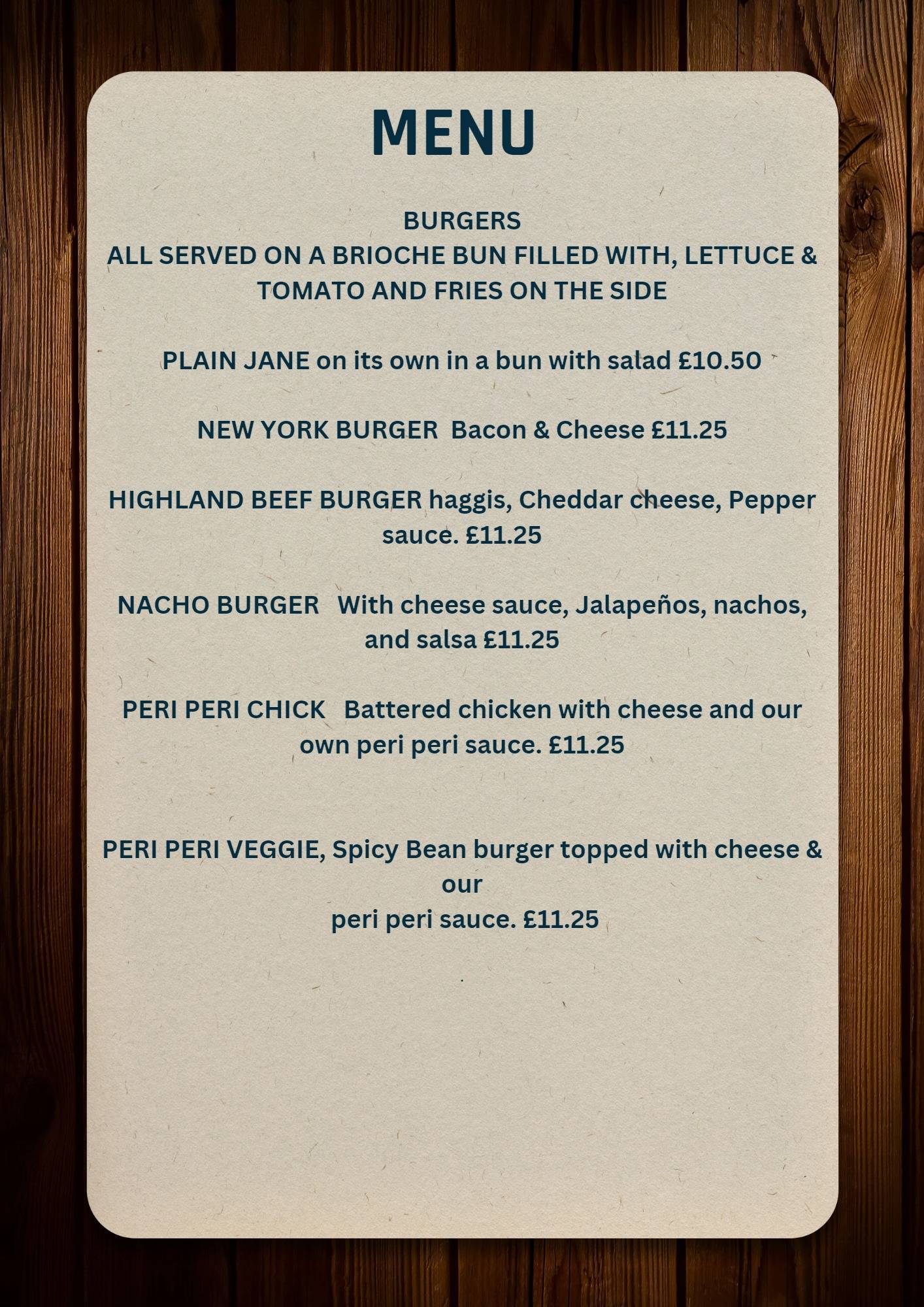 Menu at The Old Rectory Inn pub & bar, Callander