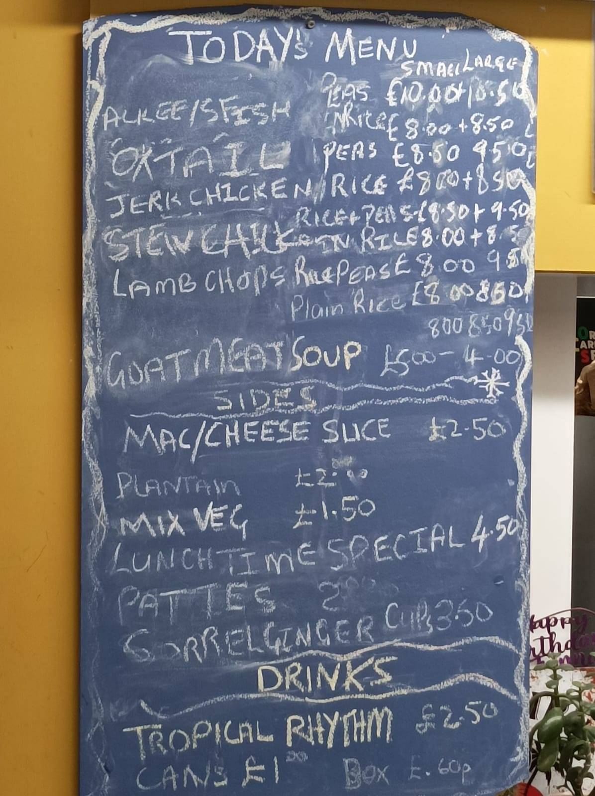 Menu at The Original Caribbean Spice restaurant, London, Unit 19 Castle ...