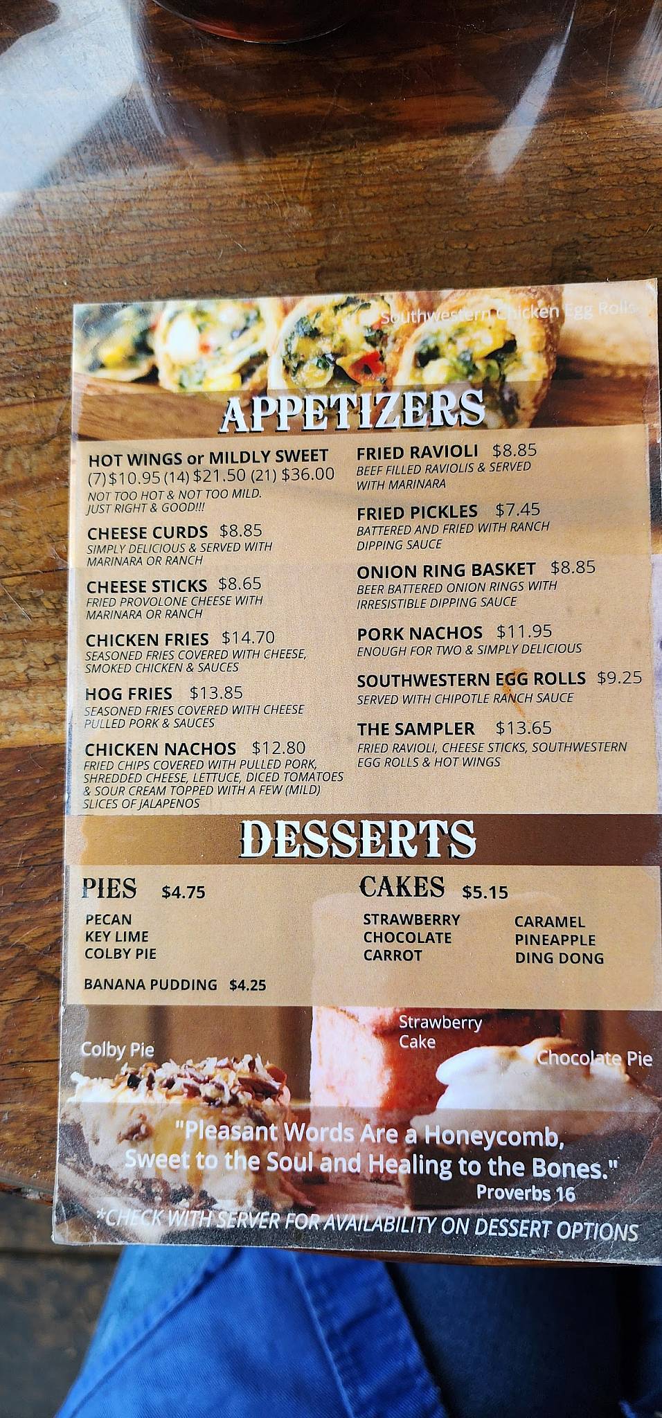 Menu at The Outpost restaurant, Cashmere, TN-128