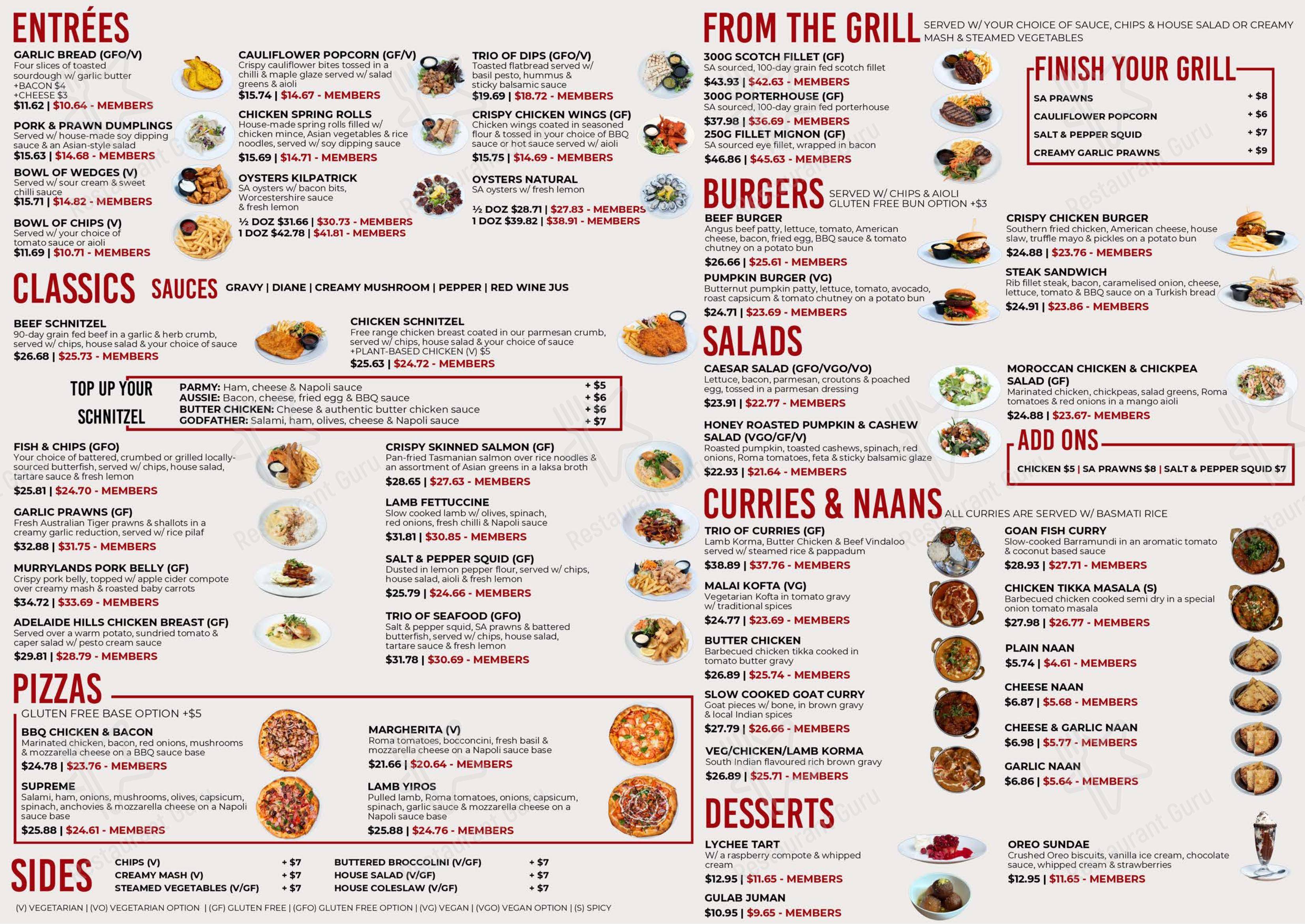 Menu at The Ovingham Hotel pub & bar, Ovingham, 29 Torrens Rd