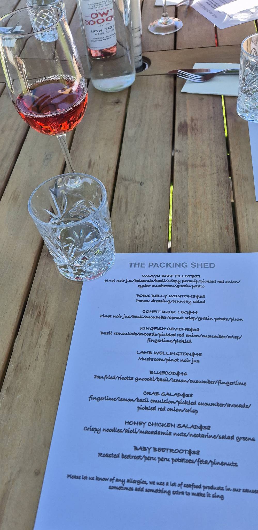 Menu at The Packing Shed Gallery & Cafe, Clyde, 68 Bolton Road