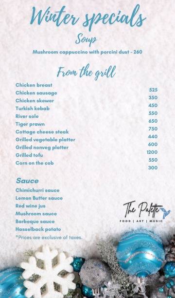 Menu at The Palette Cafe, New Delhi