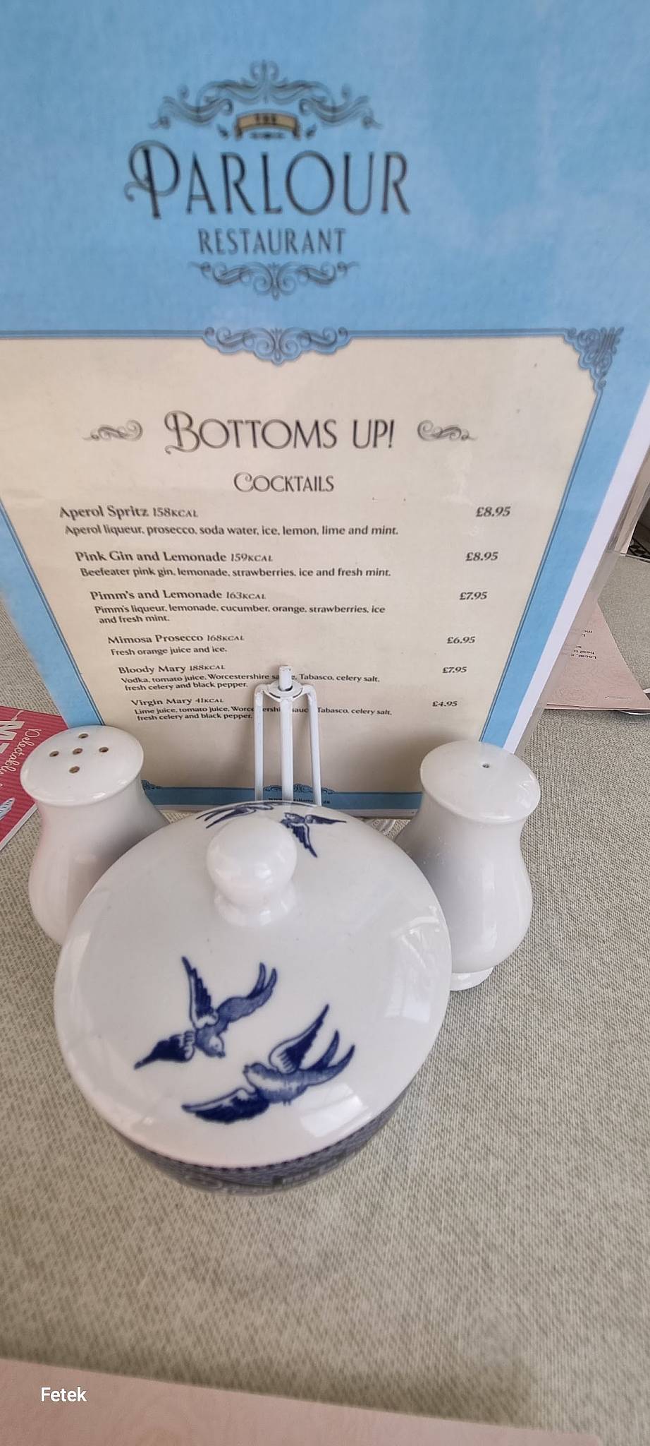 Menu at The Parlour Restaurant, Spalding