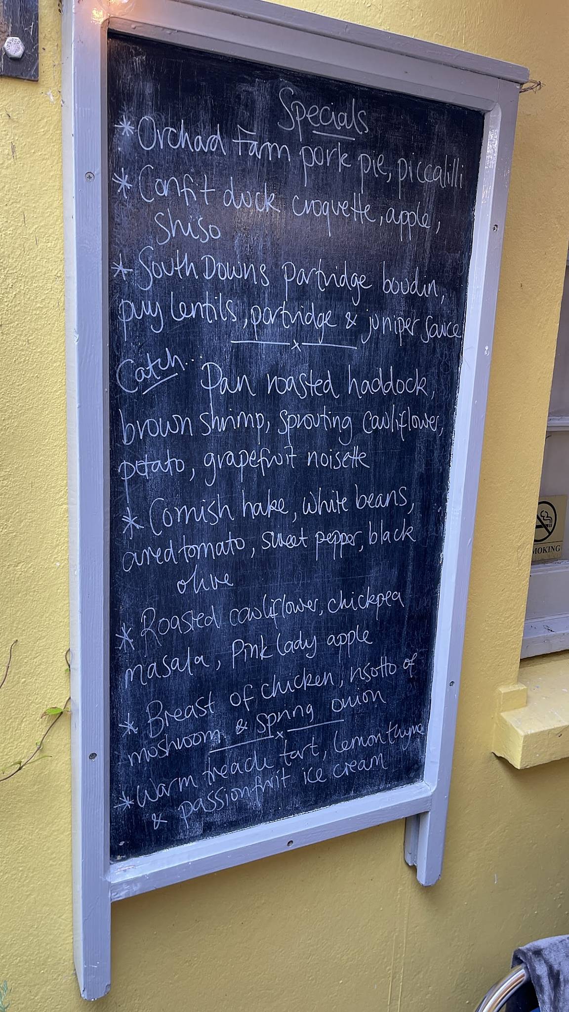 Menu at The Parsons Table restaurant, Arundel