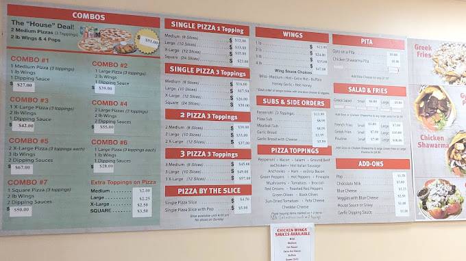 Menu at The Pizza House pizzeria, Grimsby