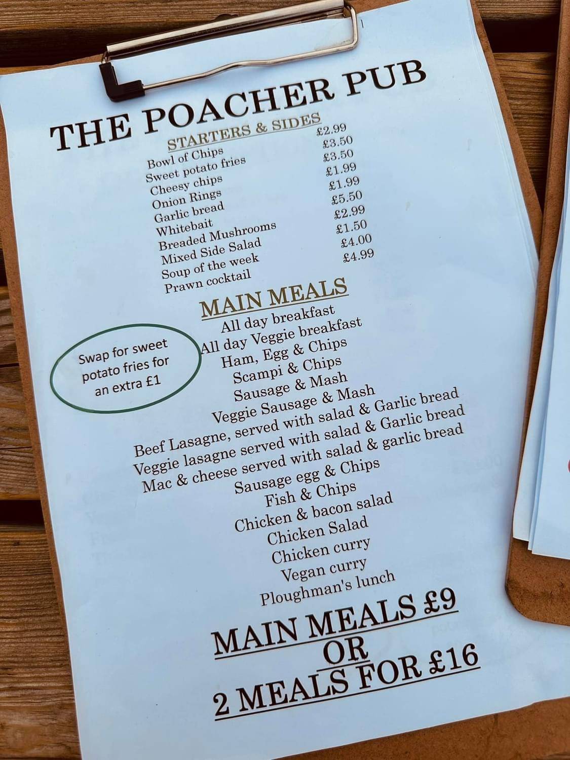Menu at The Poacher Portishead pub & bar, Bristol