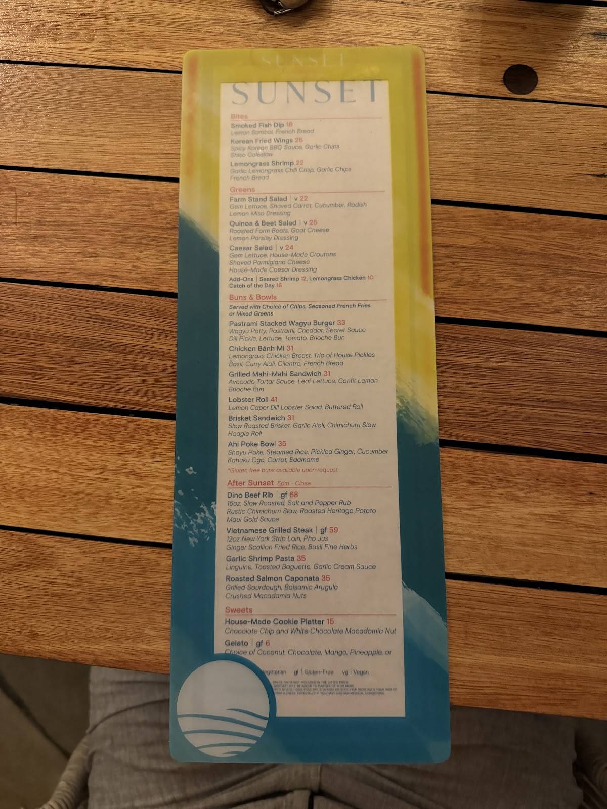 Menu at The Point Sunset & Pool Bar, Kawela Bay