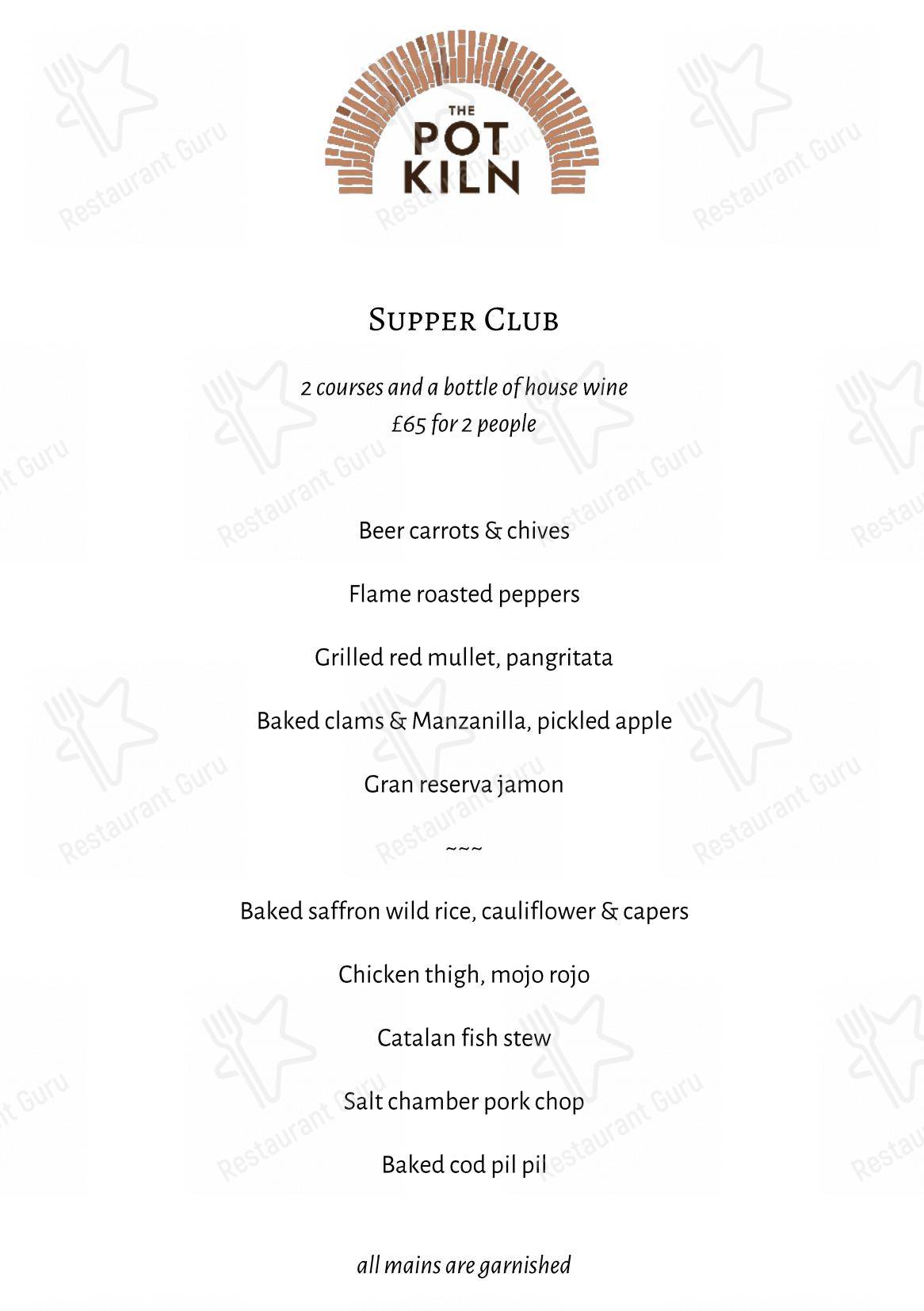 Menu at The Pot Kiln pub & bar, Thatcham, Chapel Ln