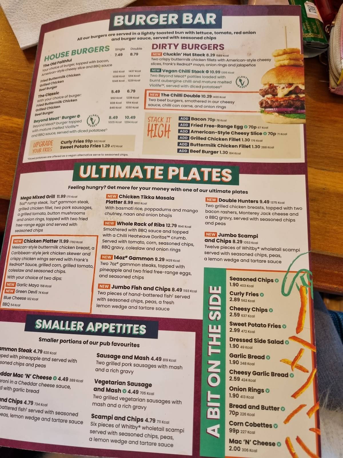 Menu at The Prairie pub & bar, Burnley, Keswick Rd