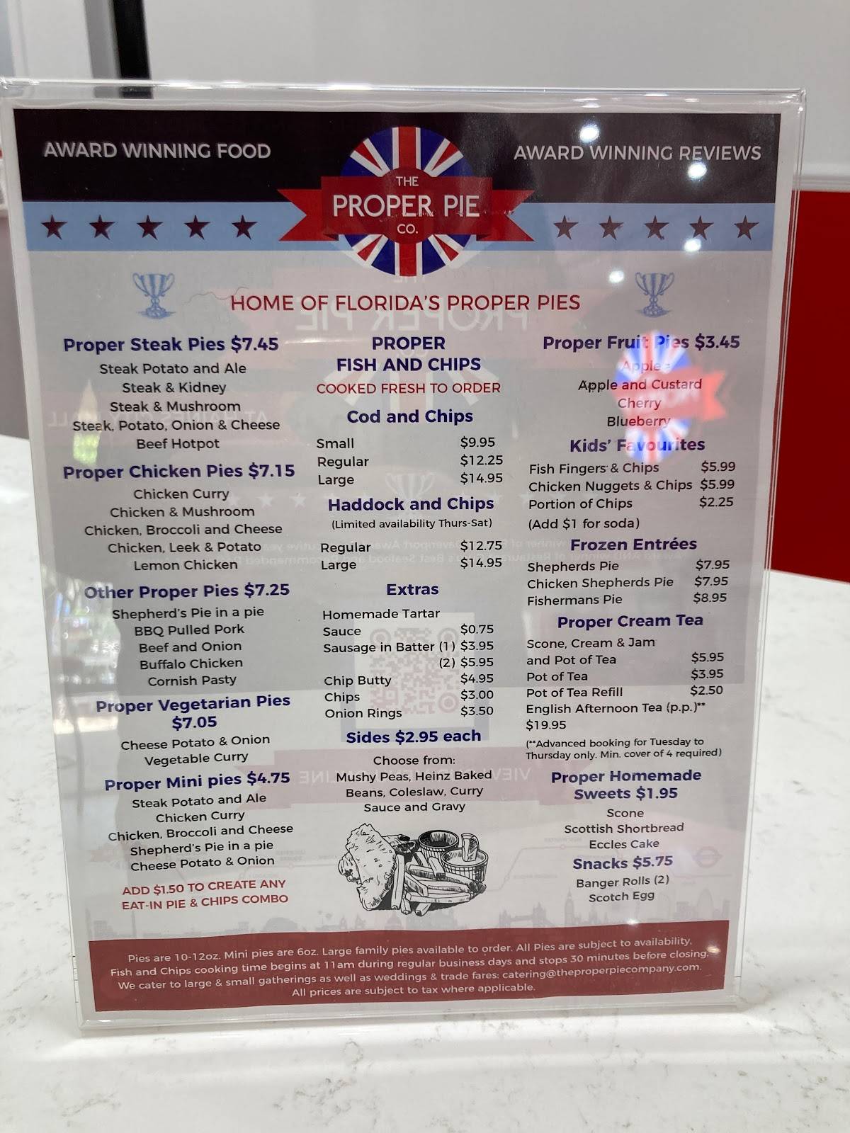 Menu at The Proper Pie Company restaurant, Haines City, 511 Hwy 17 92 W
