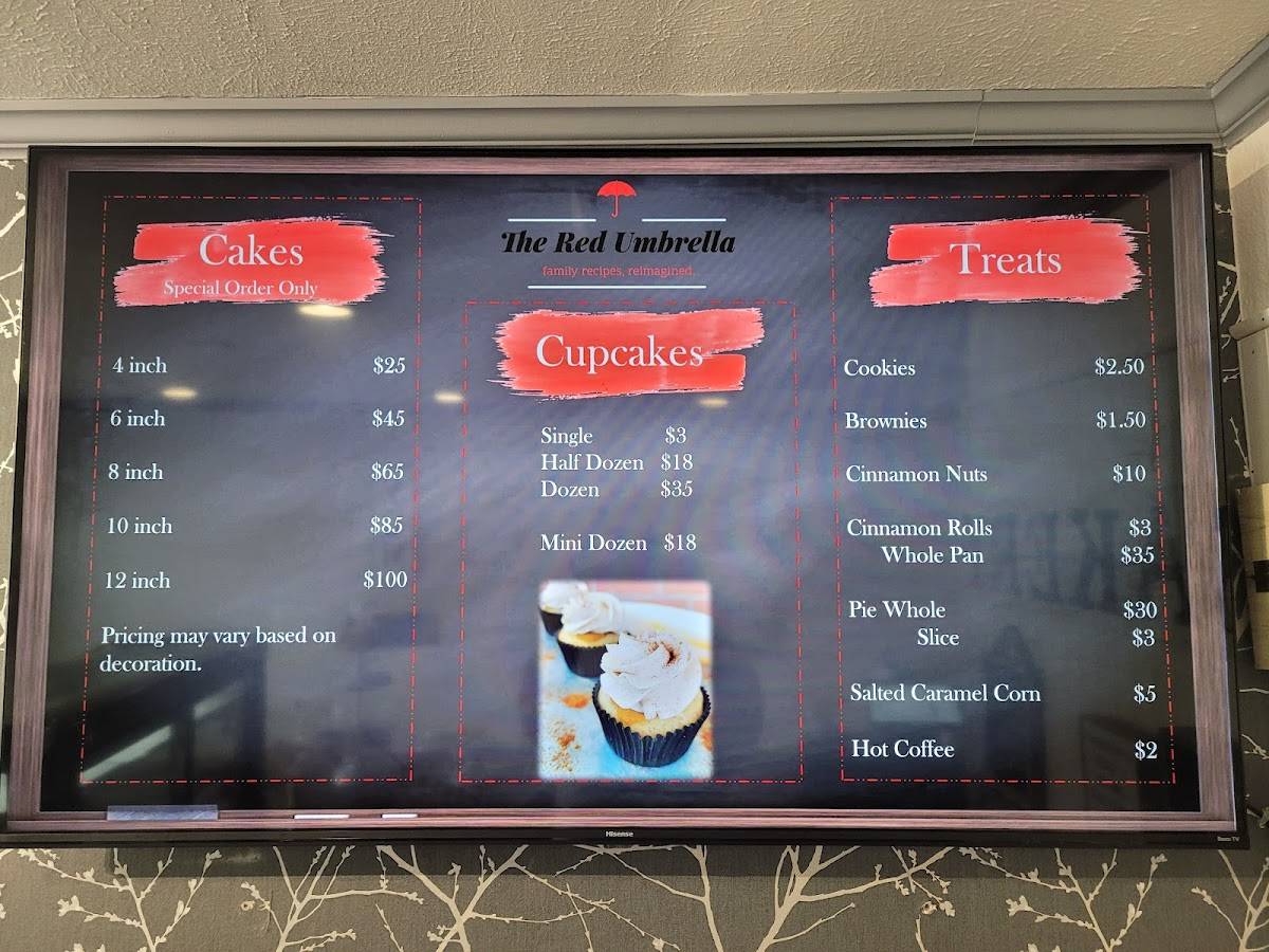 Menu at The Red Umbrella Bakery, Stephenville