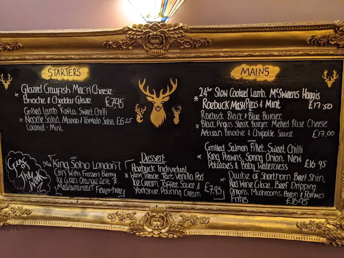Menu at The Roebuck Pub, Otley, 1 Roebuck Ln