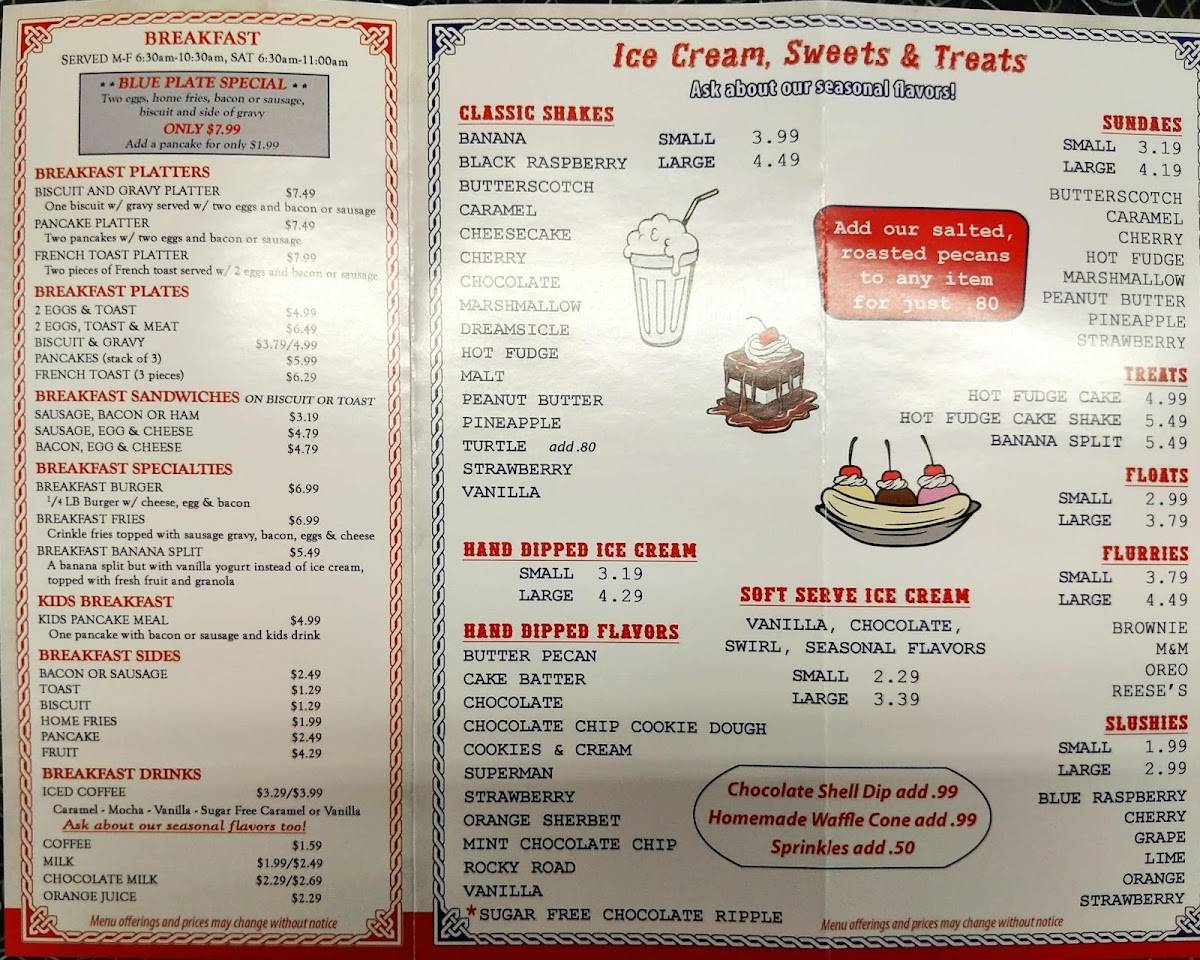 Menu at The Shakery: Eats & Treats restaurant, Ironton, Liberty Ave