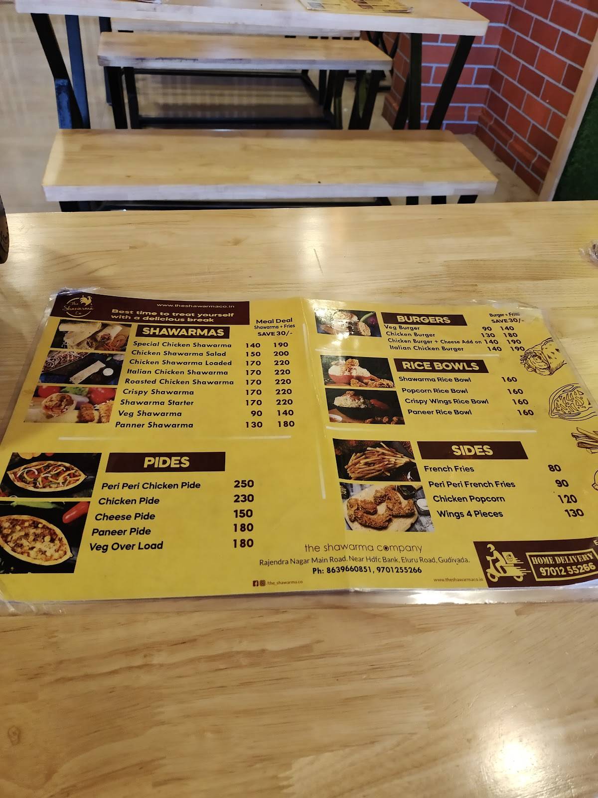 Menu at The Shawarma Company, Gudivada