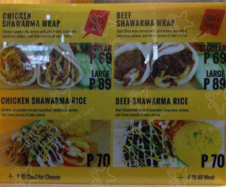 Menu at The Shawarma Shack restaurant, Manila, San Beda Subdivision