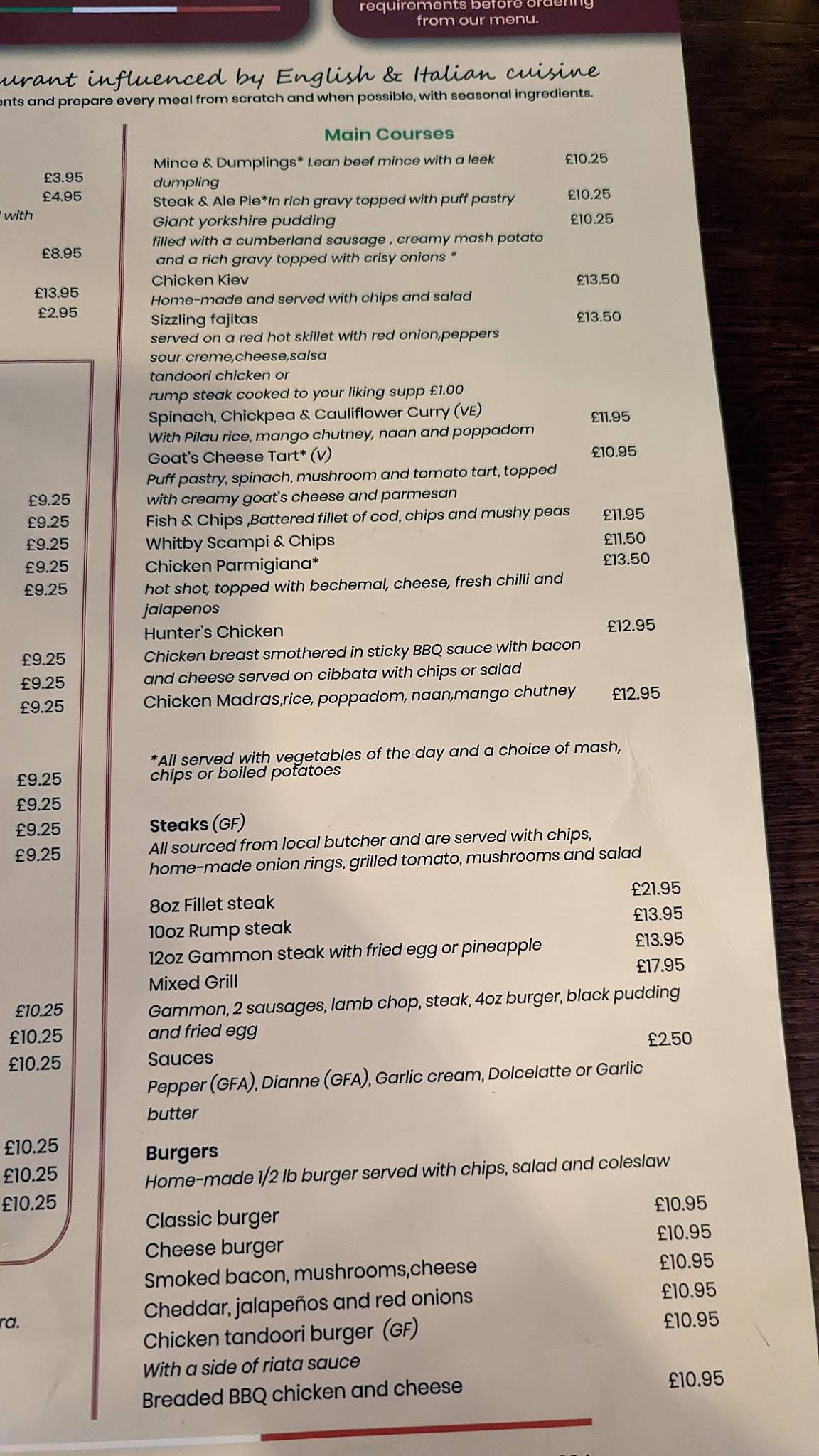 Menu at The Skiff Inn pub & bar, Newcastle upon Tyne