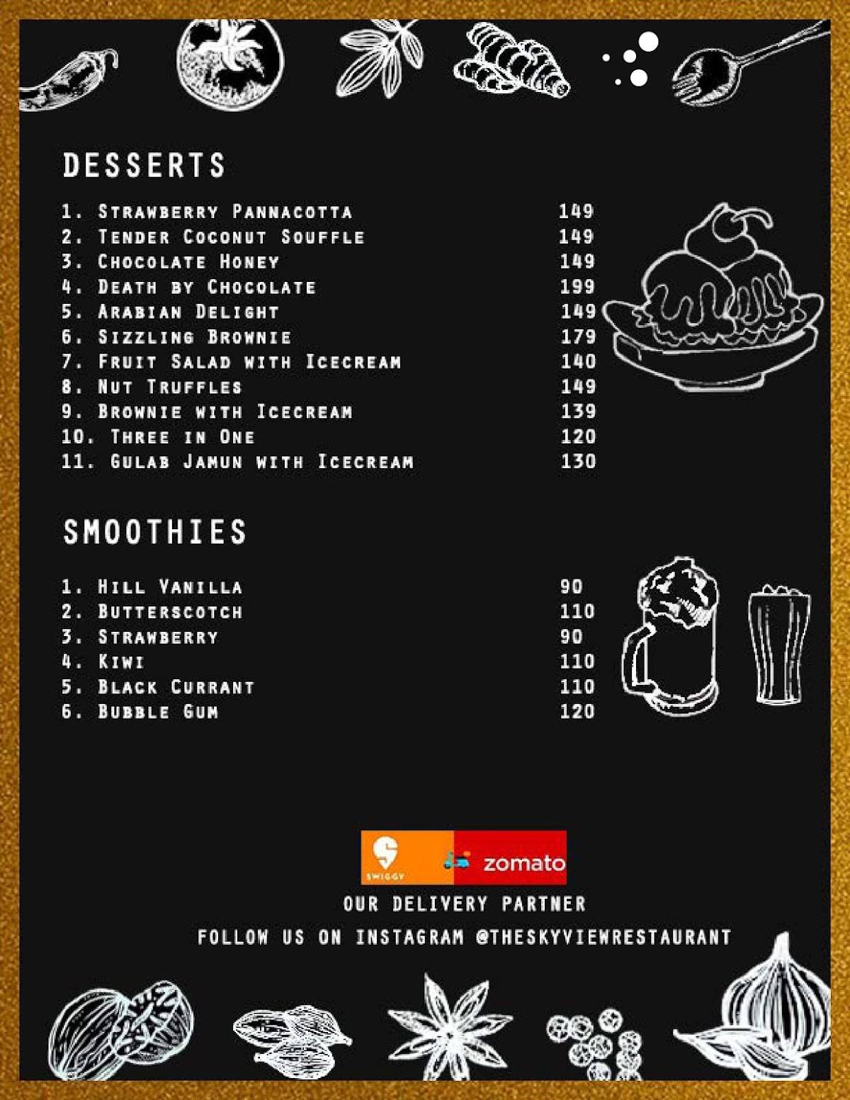 Menu at The SkyView Rooftop Multicuisine Restaurant, Chennai