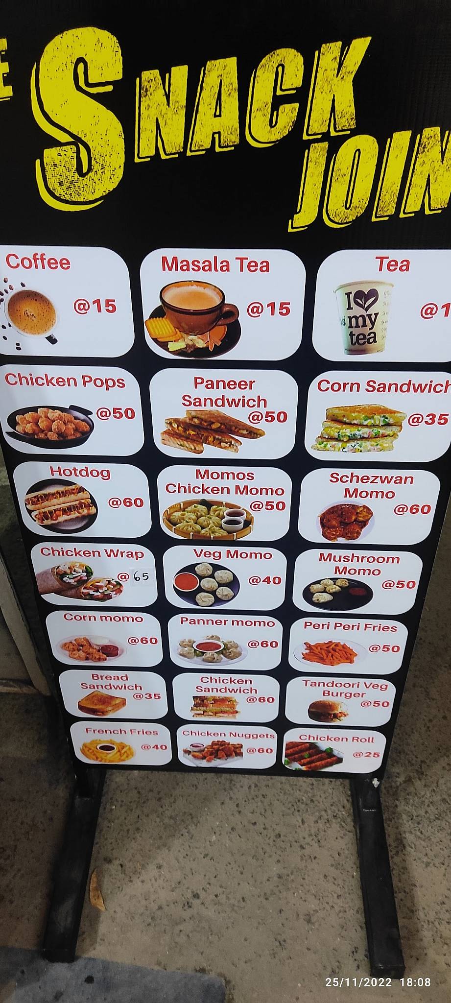 Menu at The Snack Joint, Chennai