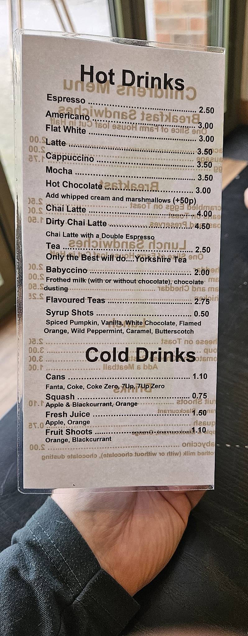 Menu at The Snug Cafe and Coffee House, Dronfield