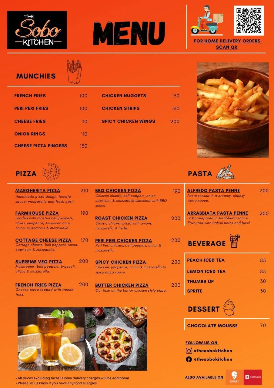 Menu at The Sobo Kitchen, Mumbai, Outhouse No 4