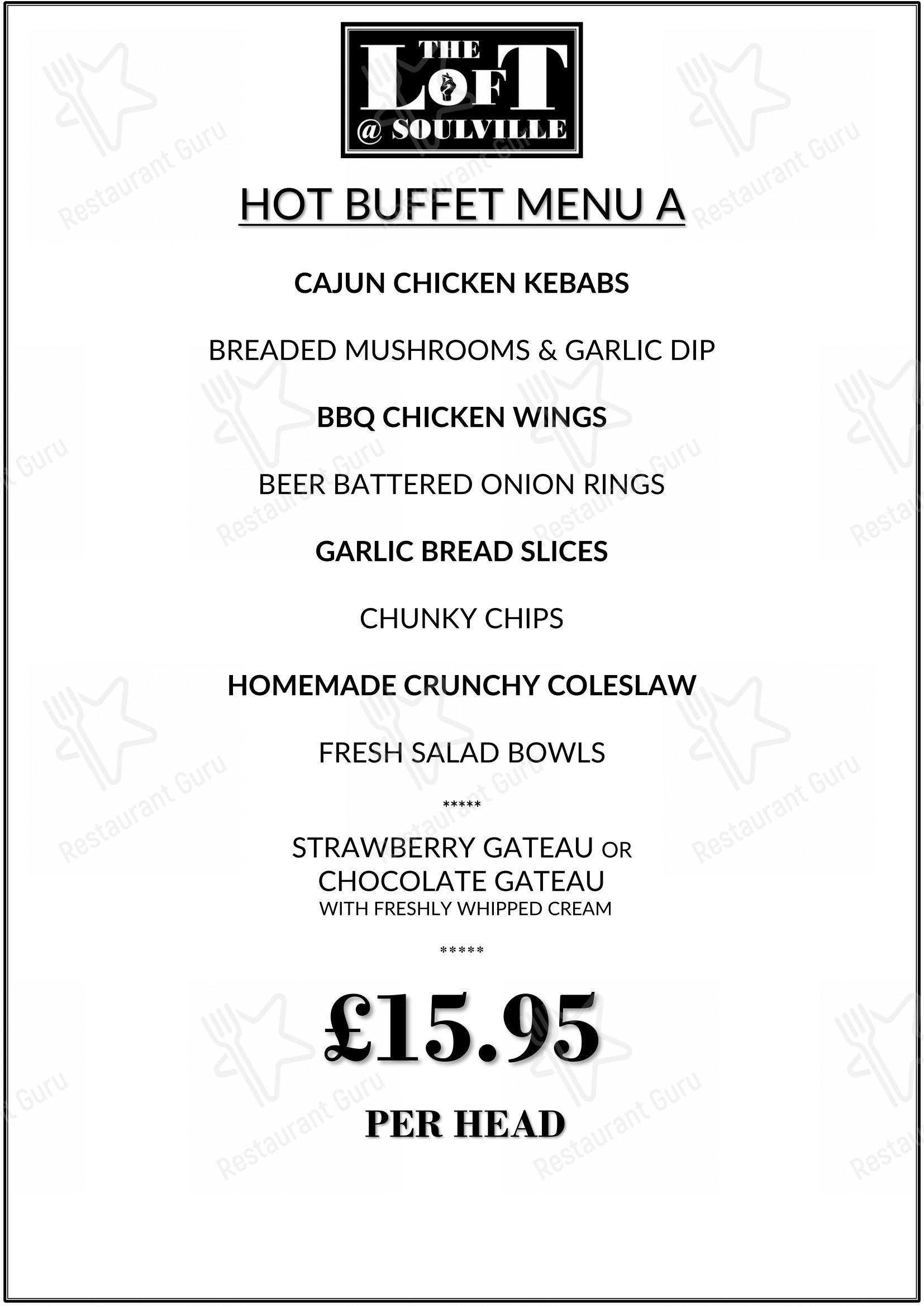 Menu at The Soulville Steakhouse, Nottingham