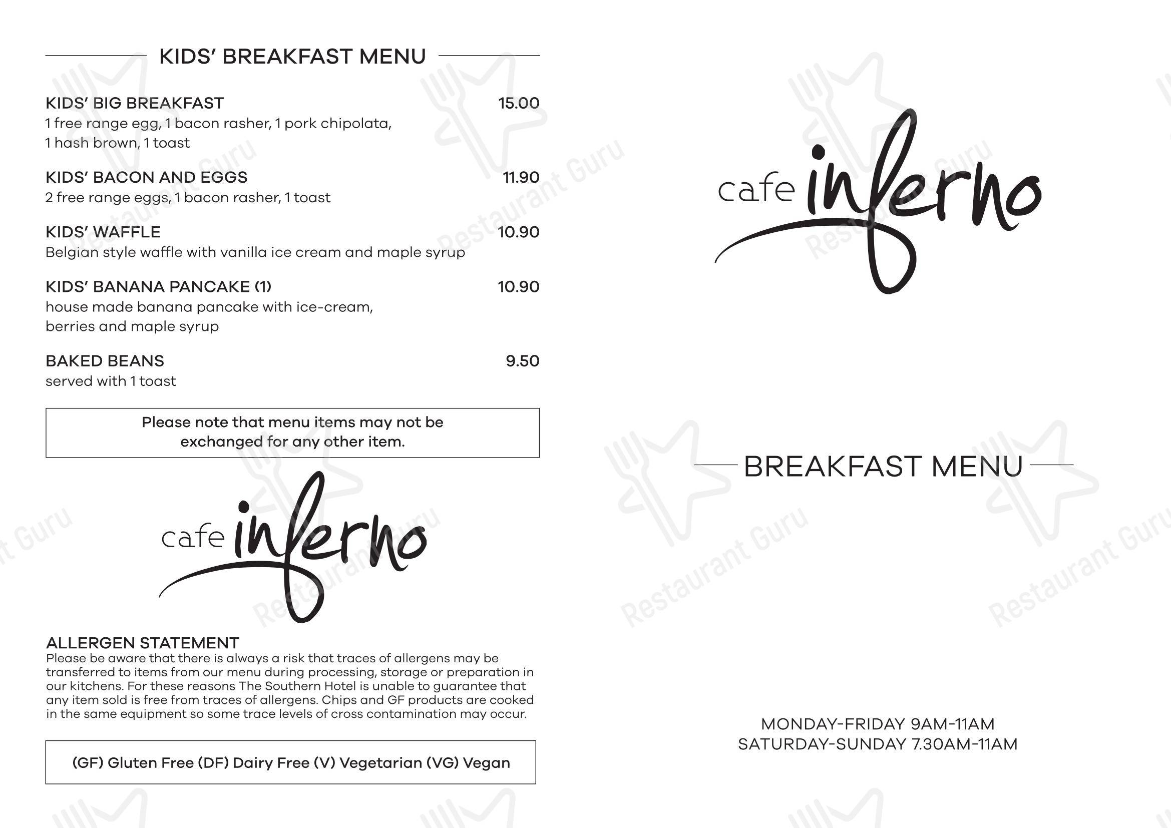 Menu at The Southern Hotel Toowoomba restaurant, Kearneys Spring, 839 ...