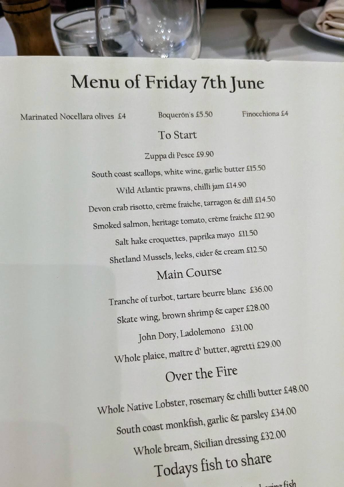 Carta del restaurante The Spiny Lobster Fishmonger & Grill, Bristol