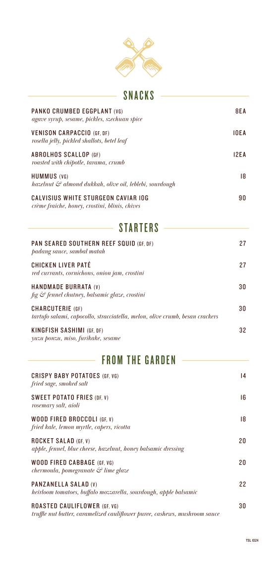 Carta del restaurante The Squire's Landing, The Rocks