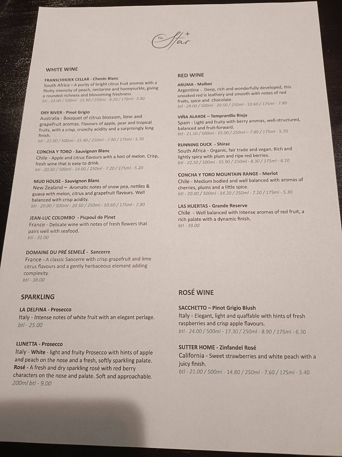 Menu at The Star Inn - Treoes pub & bar, Bridgend, Treoes Village