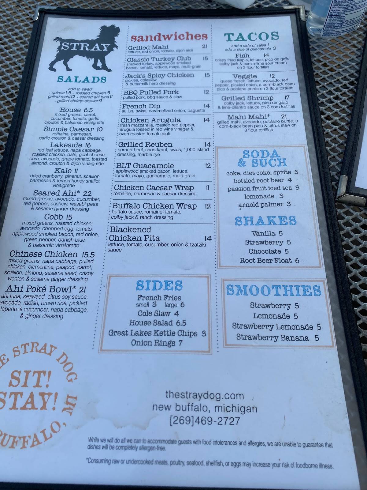 Menu at The Stray Dog Bar & Grill, New Buffalo